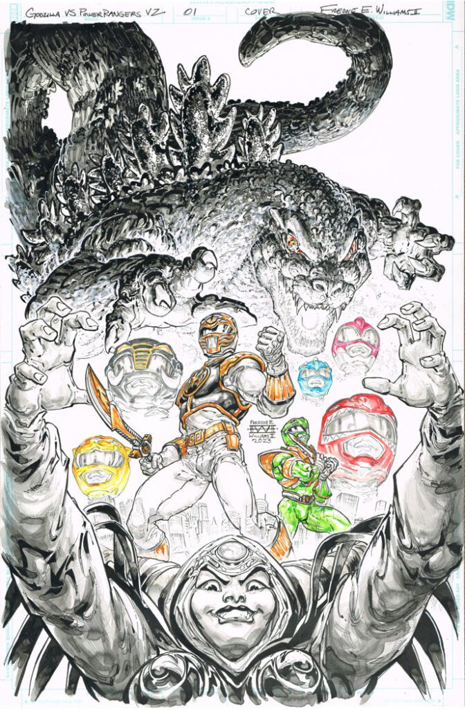 GODZILLA vs POWER RANGERS V2 Issue 1 (Cover) 11x17 - Freddie E. Williams II